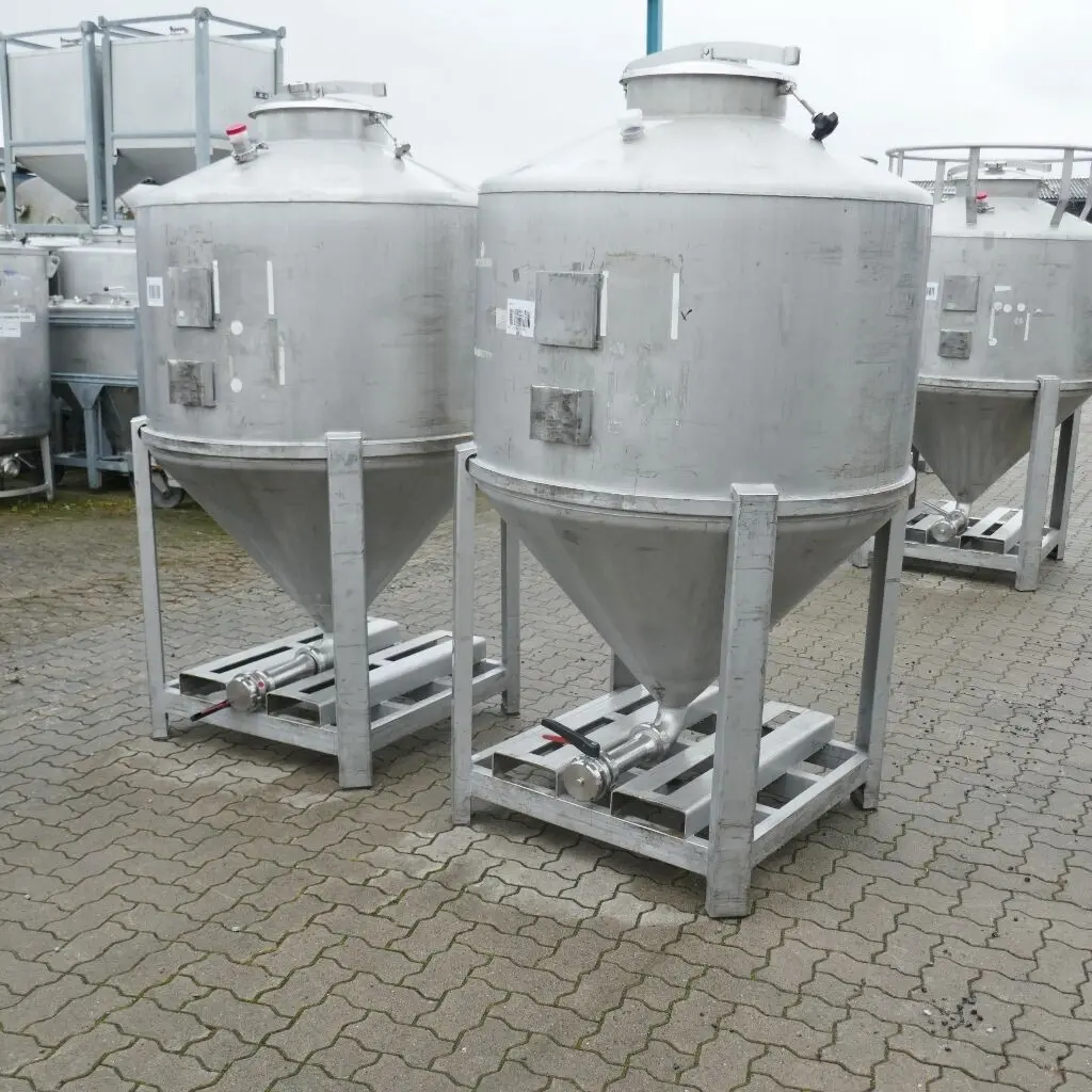 1200 liter conical container made of stainless steel 316